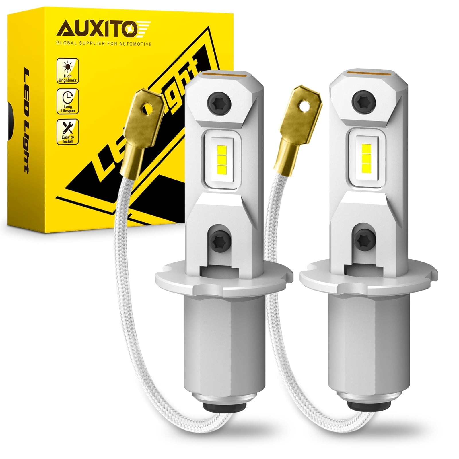AUXITO H3 LED Fog Light Bulbs, 6500K White, 300% Brighter, IP67 ...