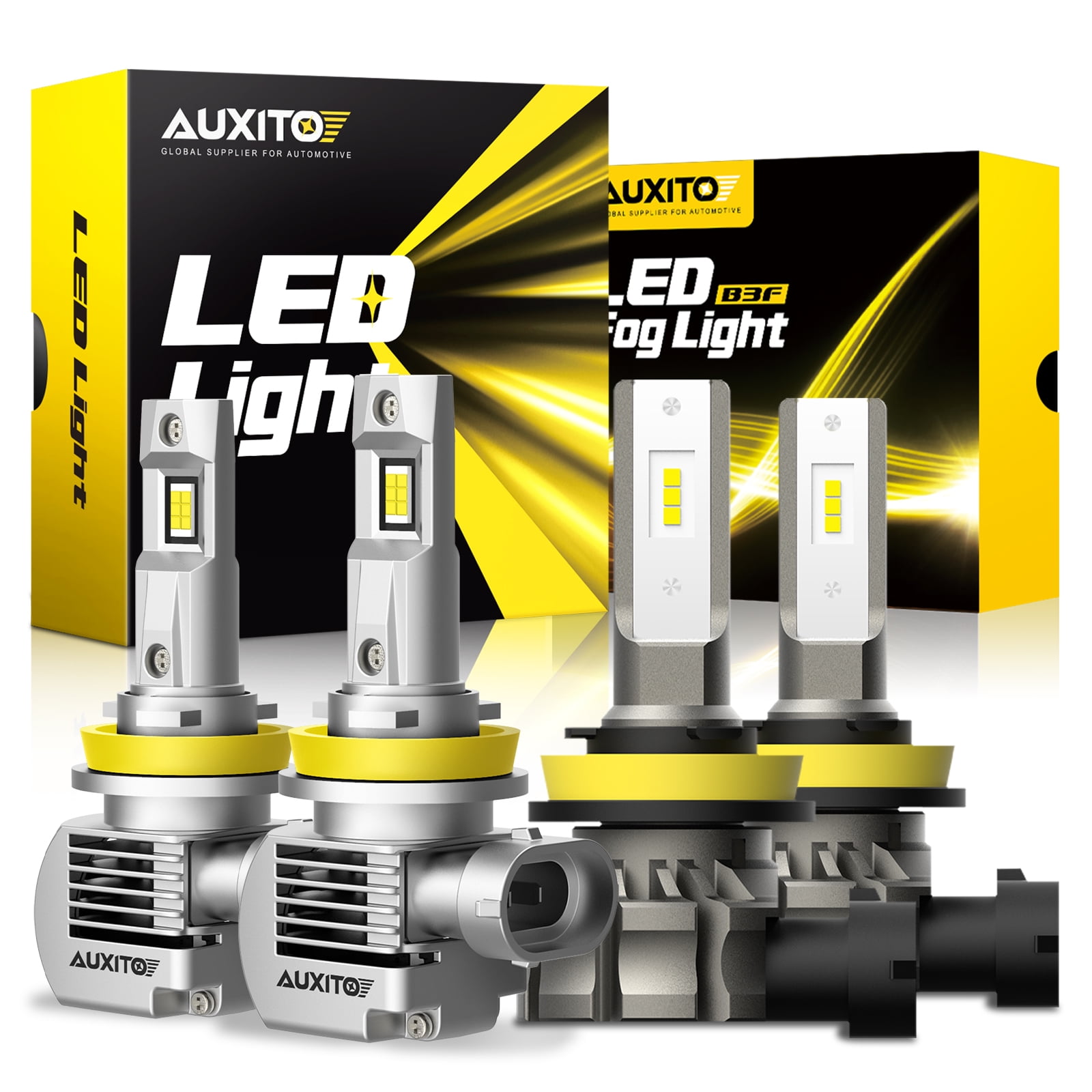 AUXITO Upgraded H11 Light Bulbs & H11 LED Fog Light Bulbs Combo Kit ...