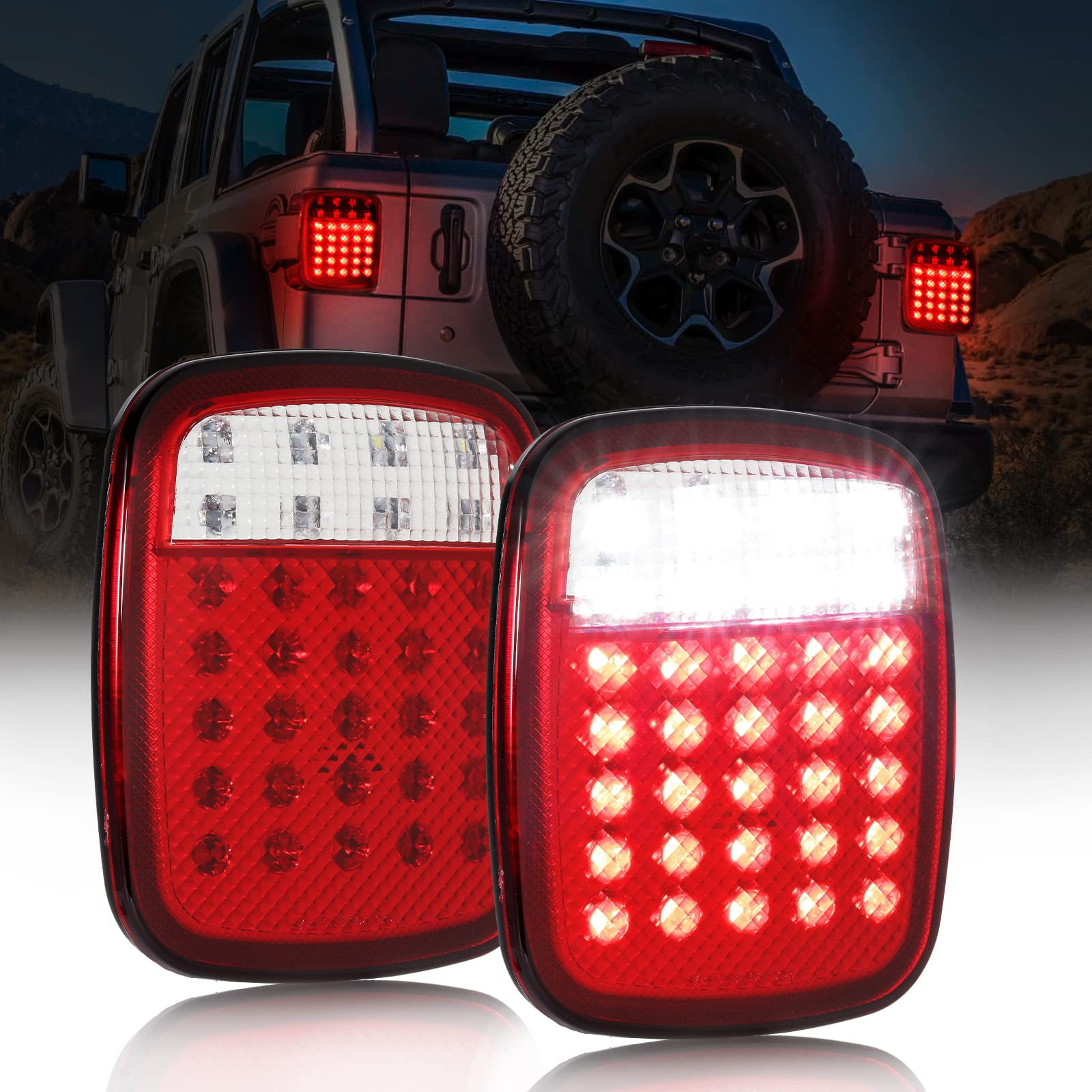 AUXMART Universal Tail Lights, 12V Stop Tail Turn Signal Running Backup ...