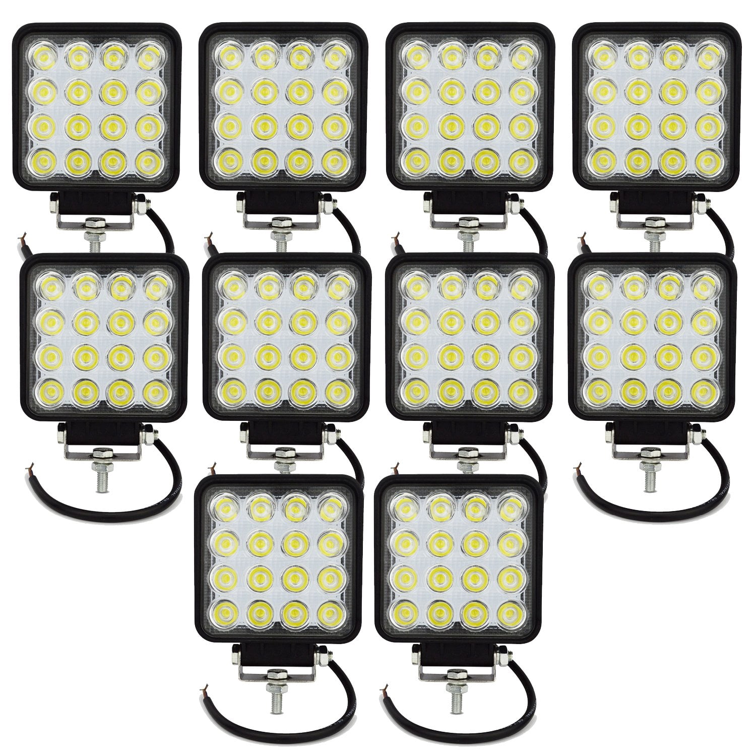 AUXTINGS 10 Pieces 4 IFF17 inch 48W Flood LED Work Light Bar Off Road ...