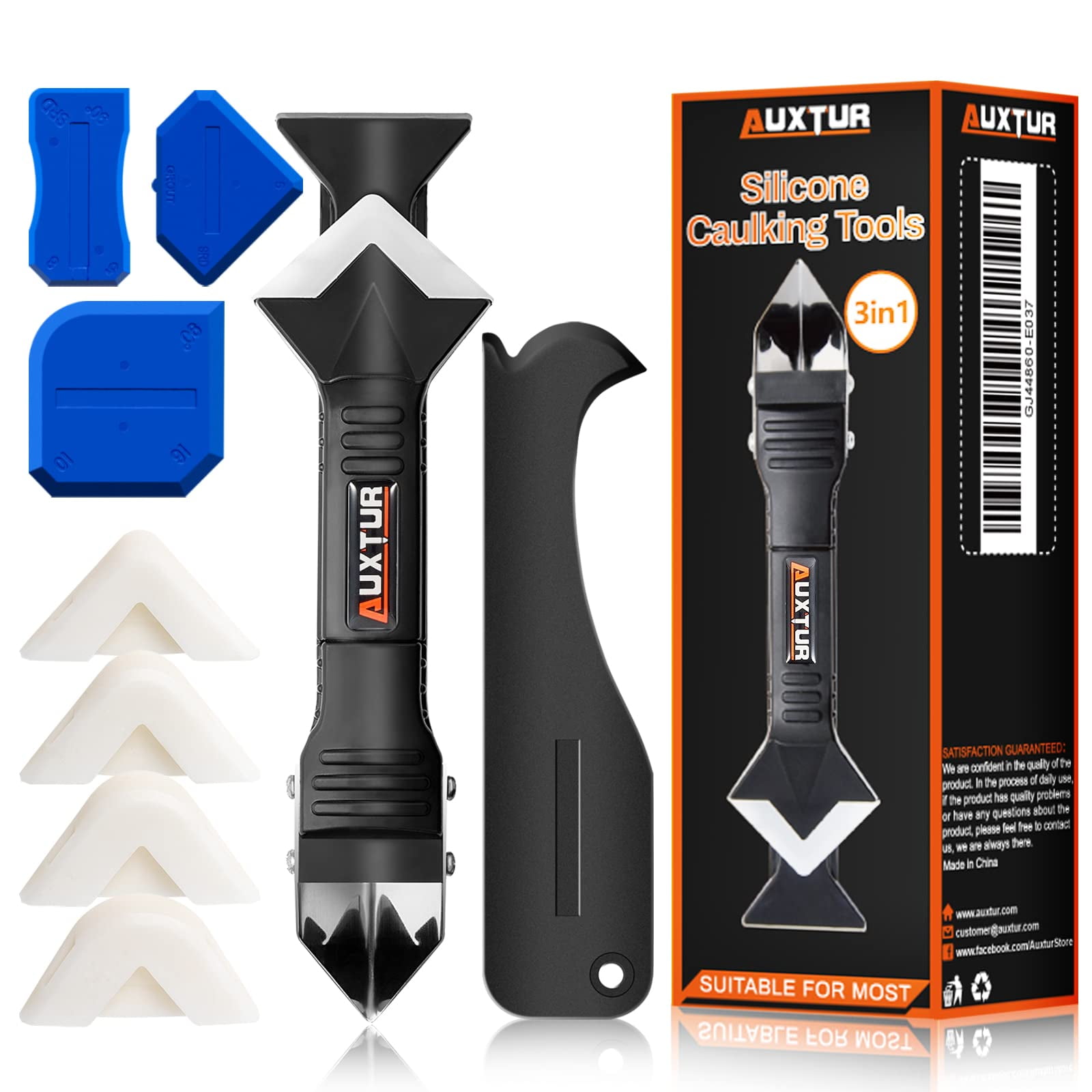 AUXTUR Silicone Caulking Tool, 3 in 1 Caulking Finishing Tool Kit ...