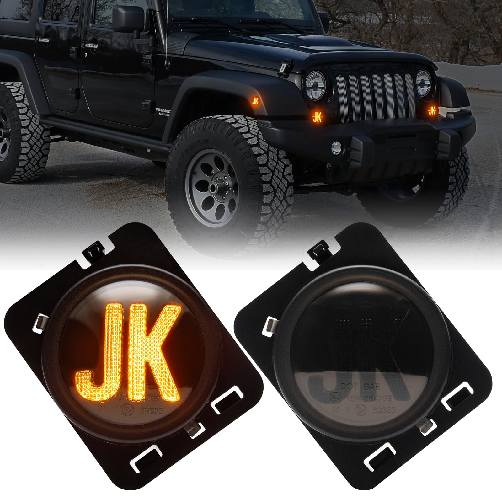AUYICH LED Side Marker Lights Compatible with Wrangler JK 2007-2018 ...