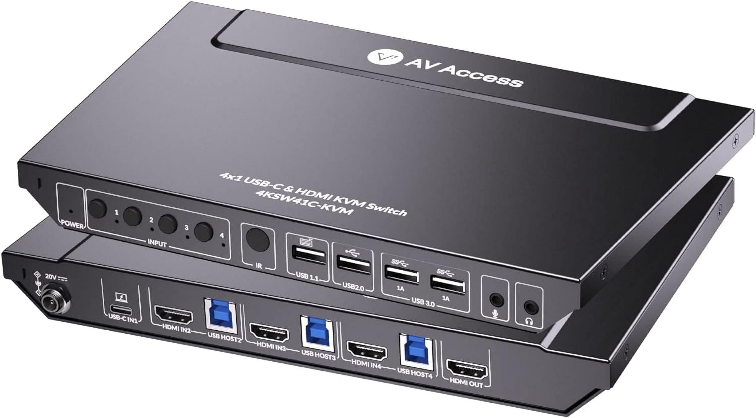 AV Access USB-C & HDMI KVM Switch 4 Computers 1 Monitor, Type-c Port ...