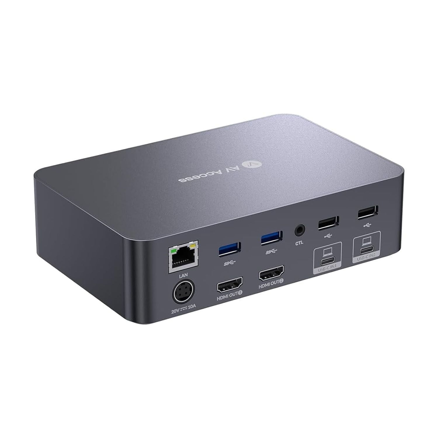 v AV Access USB-C KVM Switch Docking Station for 2 Laptops, 4K Dual Monitor, EDID Emulation, 1G ...