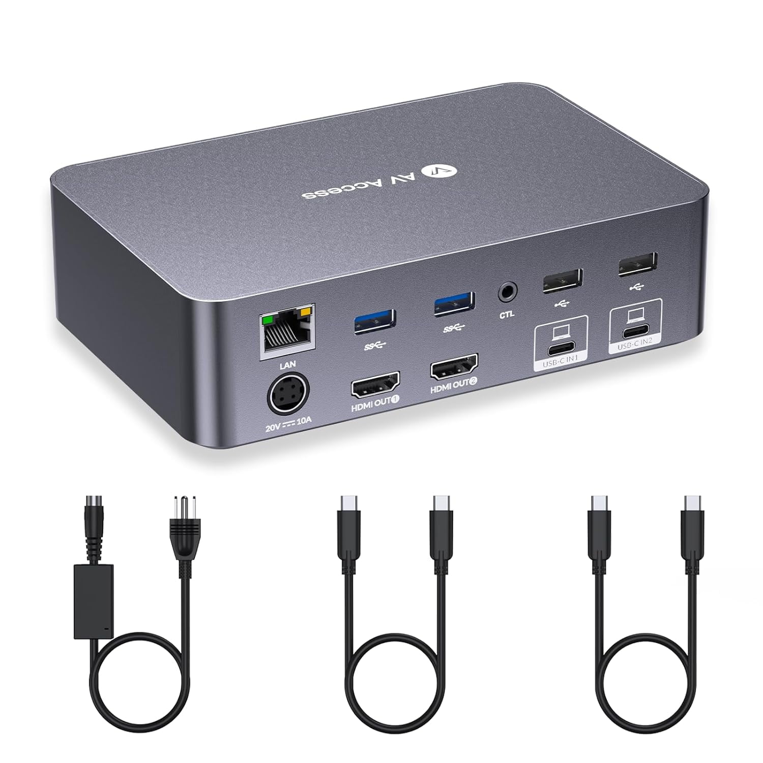 v AV Access USB-C KVM Switch Docking Station for 2 Laptops, 4K Dual ...