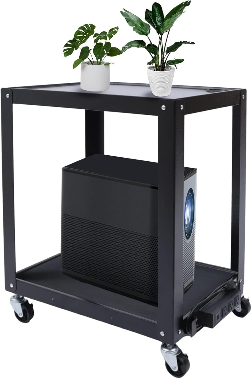 AV Cart, 26 Inch Media Cart with Power Strip, Presentation Cart with 2 ...