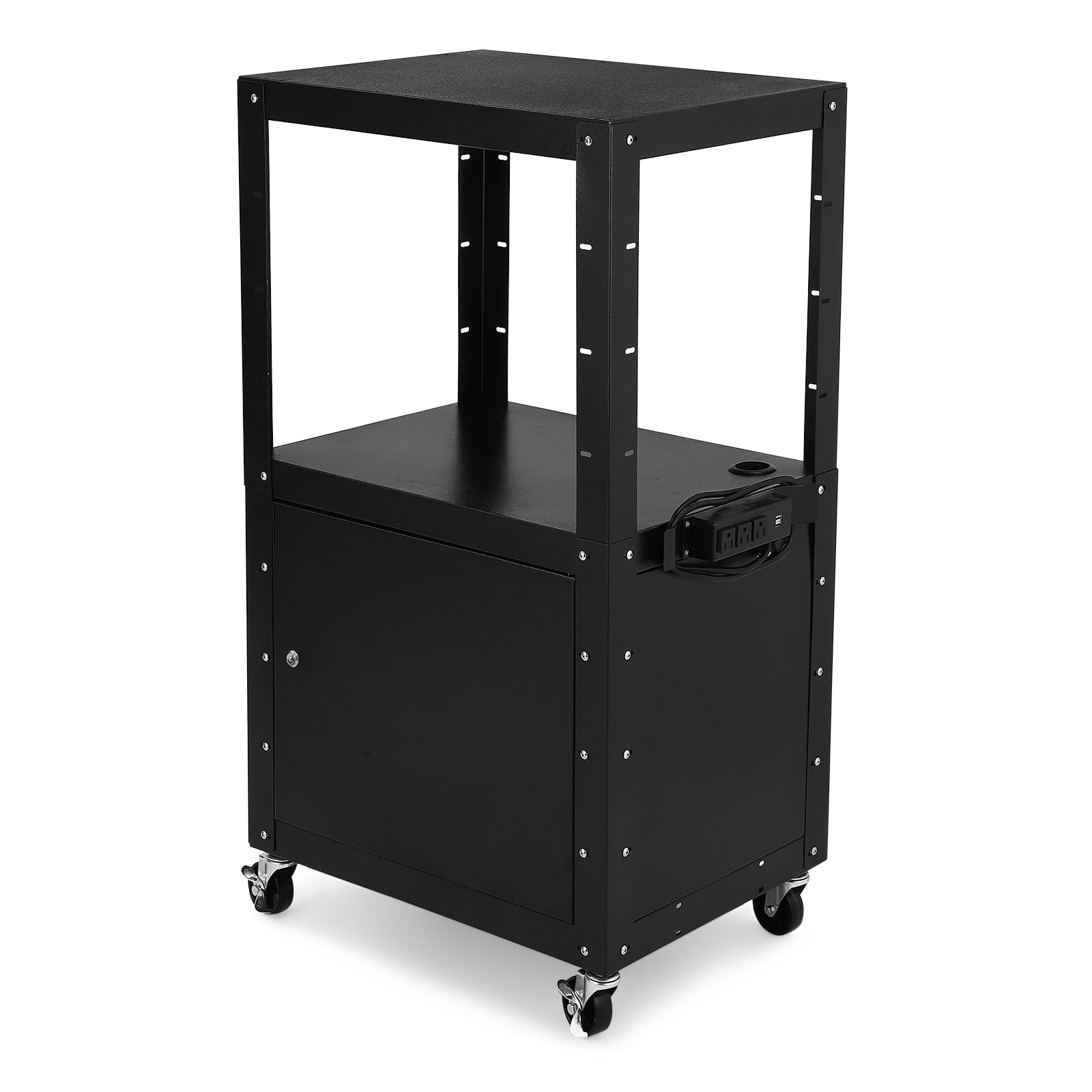 AV Cart,3-Layer Metal Presentation Utility Carts with Locking Cabinet ...
