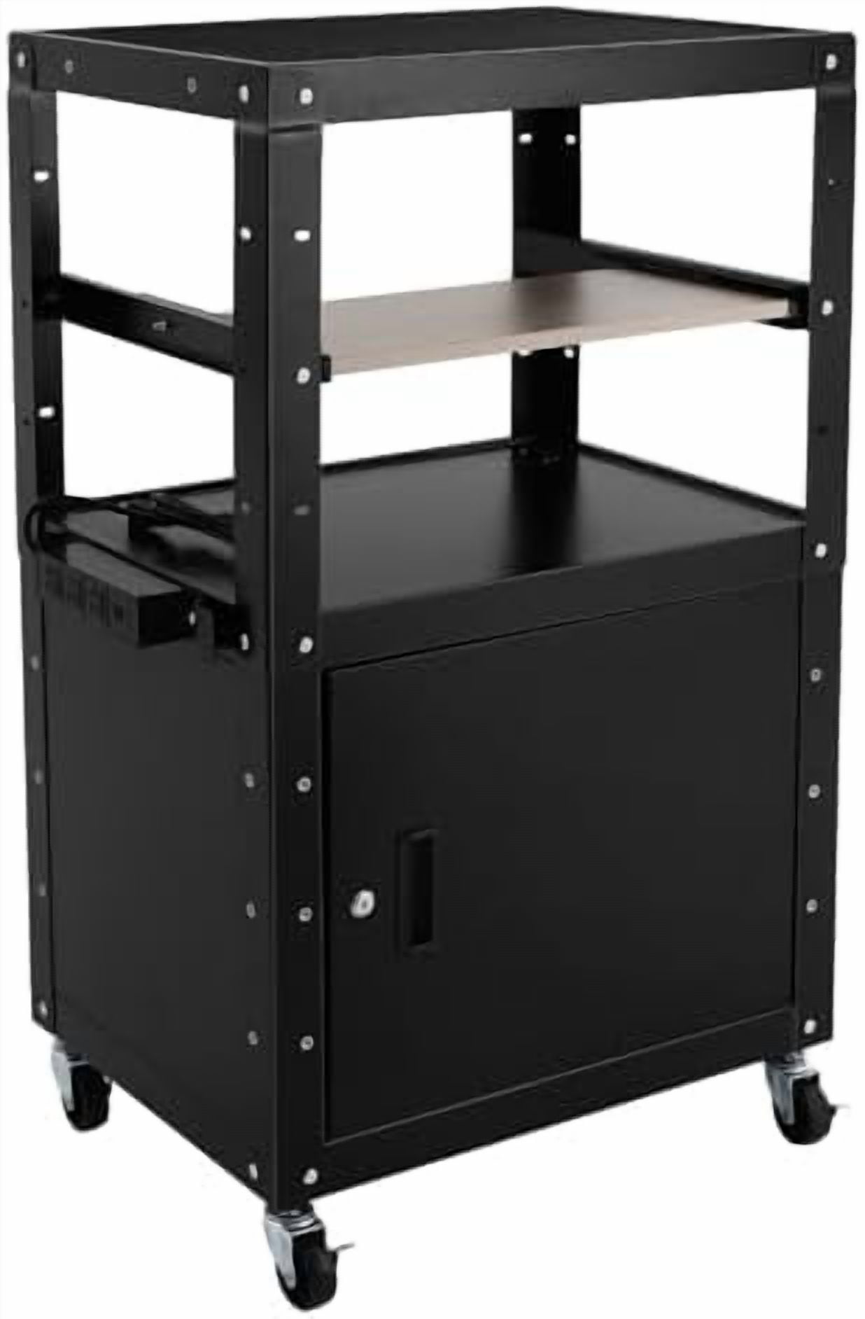 AV Cart with Extra Storage, Adjustable Height Steel Large Media ...