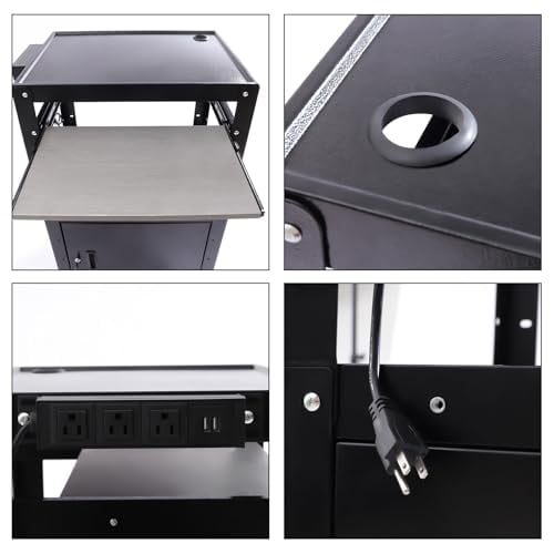 AV Cart with Locking Cabinet, 31.5-43inch Adjustable Height Cart with ...