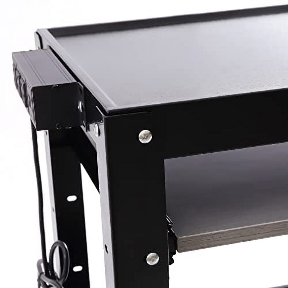 AV Cart Media Cart, Black Adjustable Height Metal Cart with Pullout ...