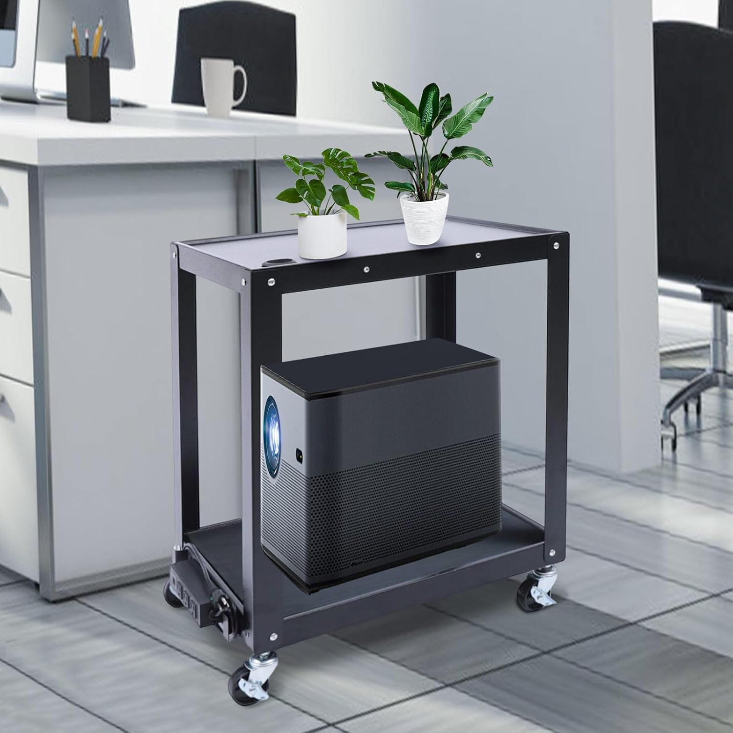 AV Cart Media Cart with Power Strip Monitor Projector Holder Shelves ...