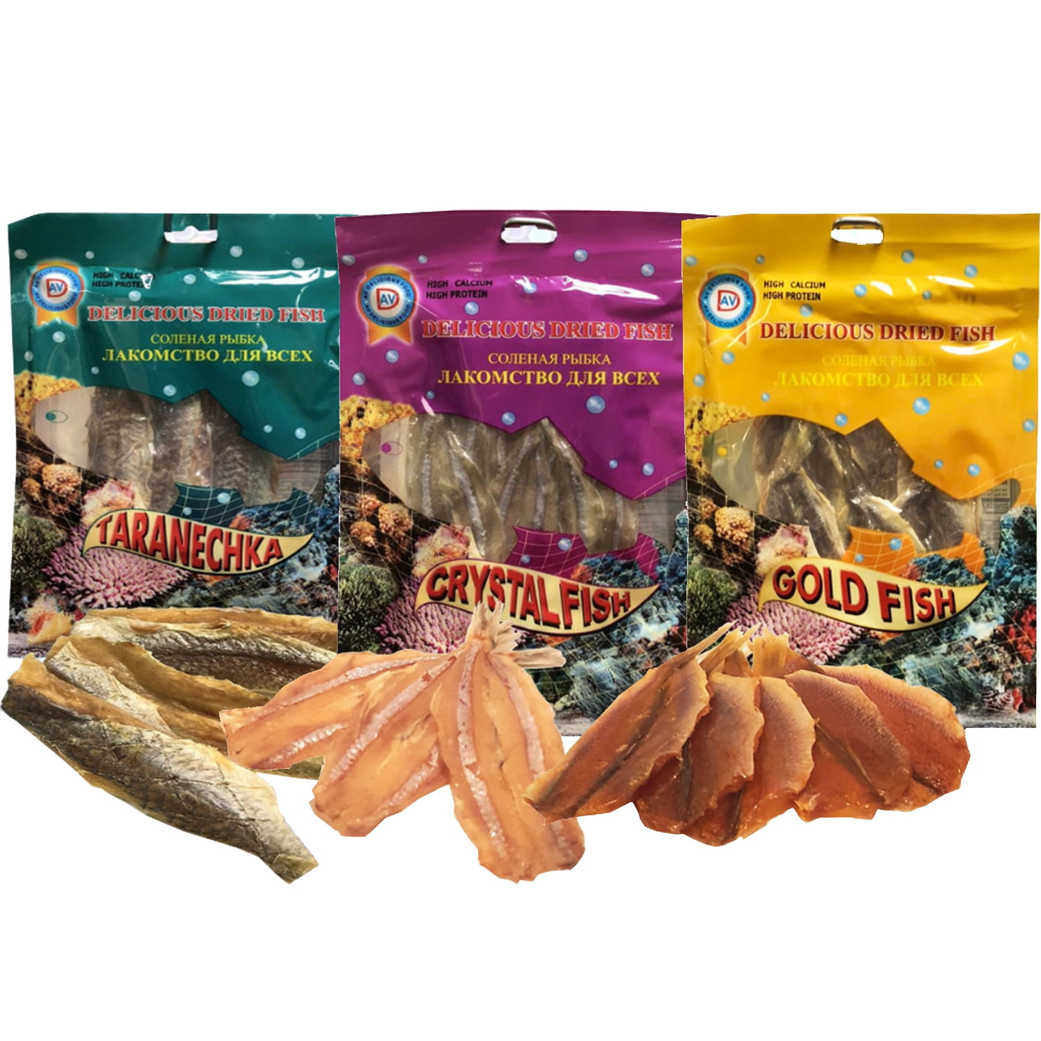 AV Delicious Assort of Salted Dry Fish Taranechka, Crystal Fish & Gold ...