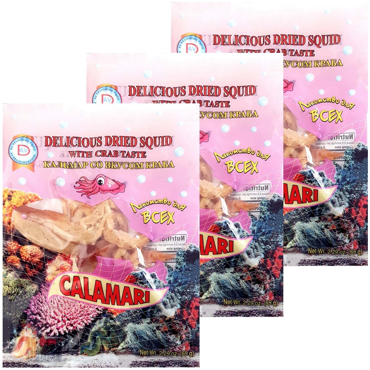 AV Delicious Crab-Flavored Salted Dried Squid Vacum Packed 65g/0.14lb ...
