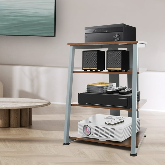 AV Media Stand, Stereo Stand with Storage Shelves, 4-Tier AV Media ...