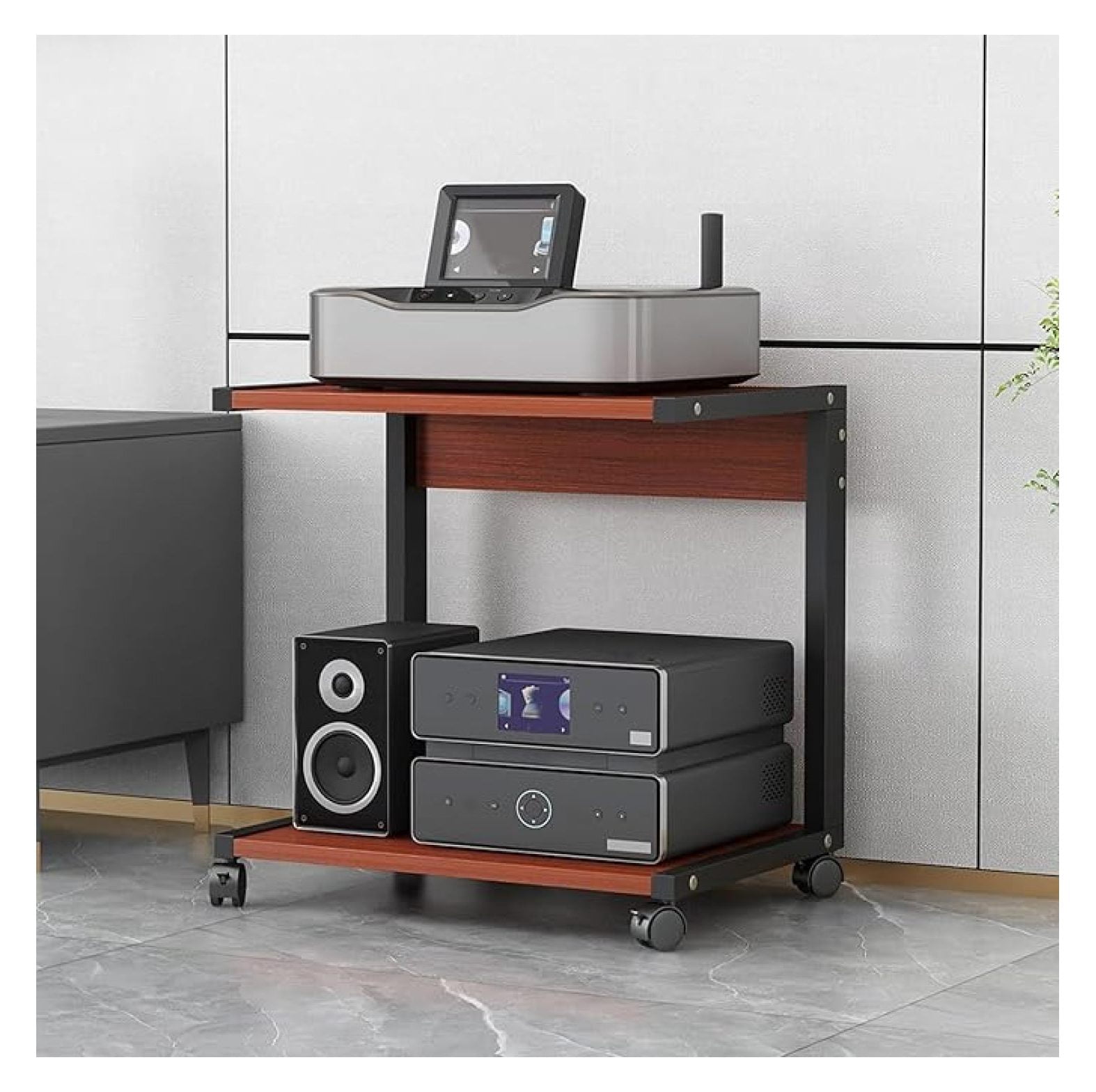 AV Media Stand with Wheels, 2-Tier Audio-Video shelving, Modern Console ...