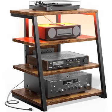 FITUEYES 4-Tier Wooden AV Component Media Stand Cabinet - Walmart.com