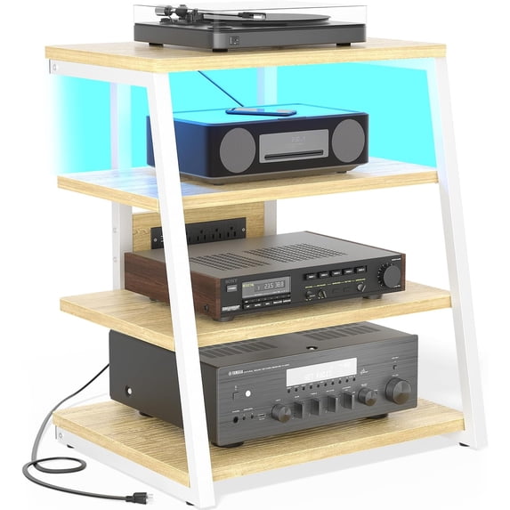 AV Media Stand with Outlets, Media Console with Lights, Stereo Racks ...