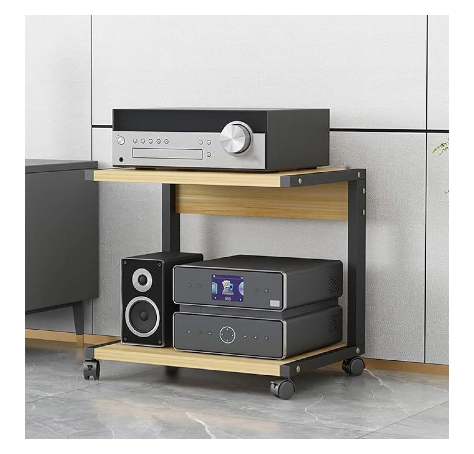 AV Media Stand with Wheels, 2-Tier Audio-Video shelving, Modern Console ...