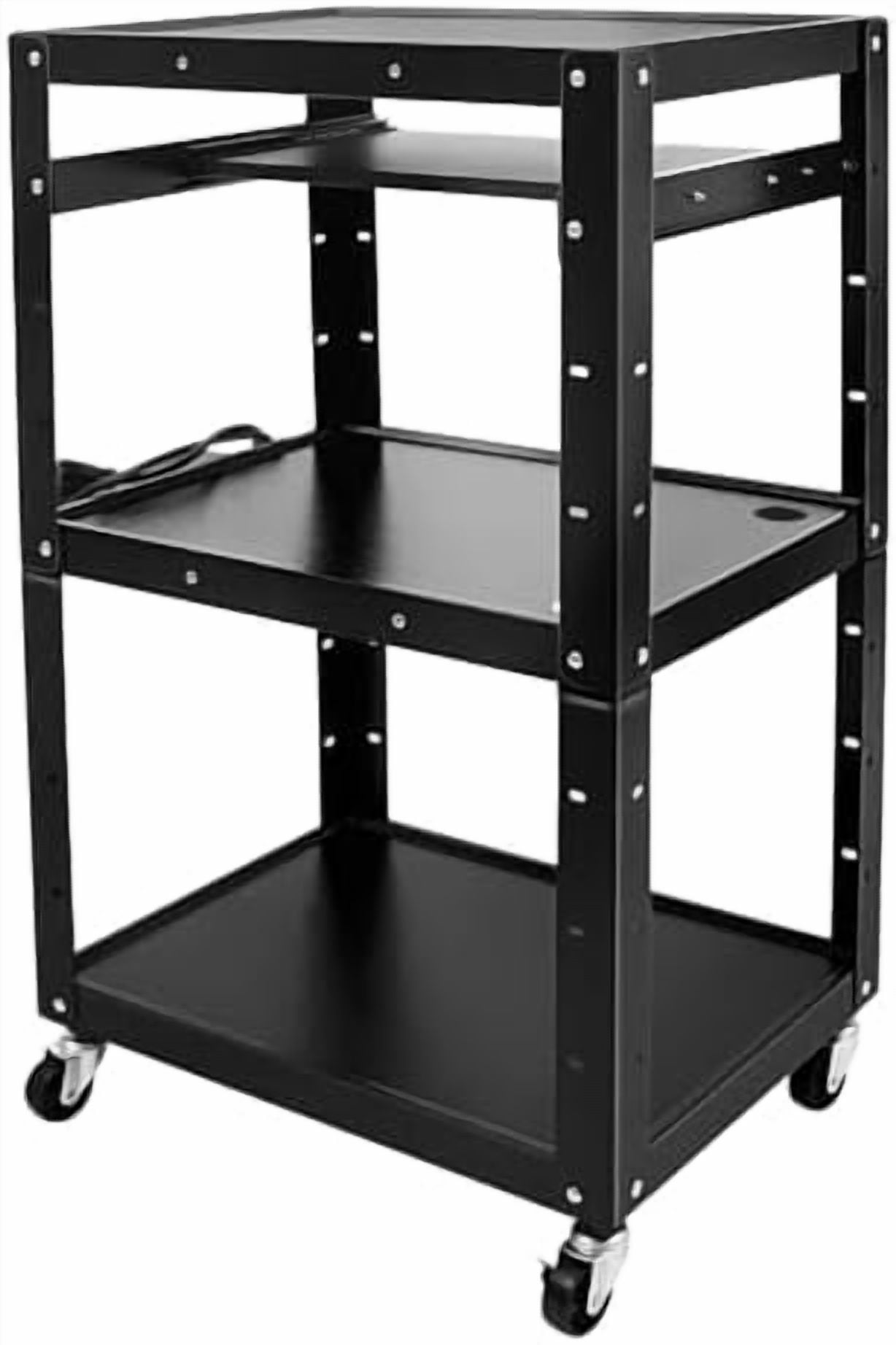 AV Presentation Cart Stand with Power Outlets & 12ft Cord – Heavy-Duty ...