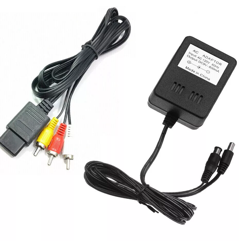 AV RCA Audio+AC Cable Power Supply Adapter Cord For Super Nintendo SNES ...