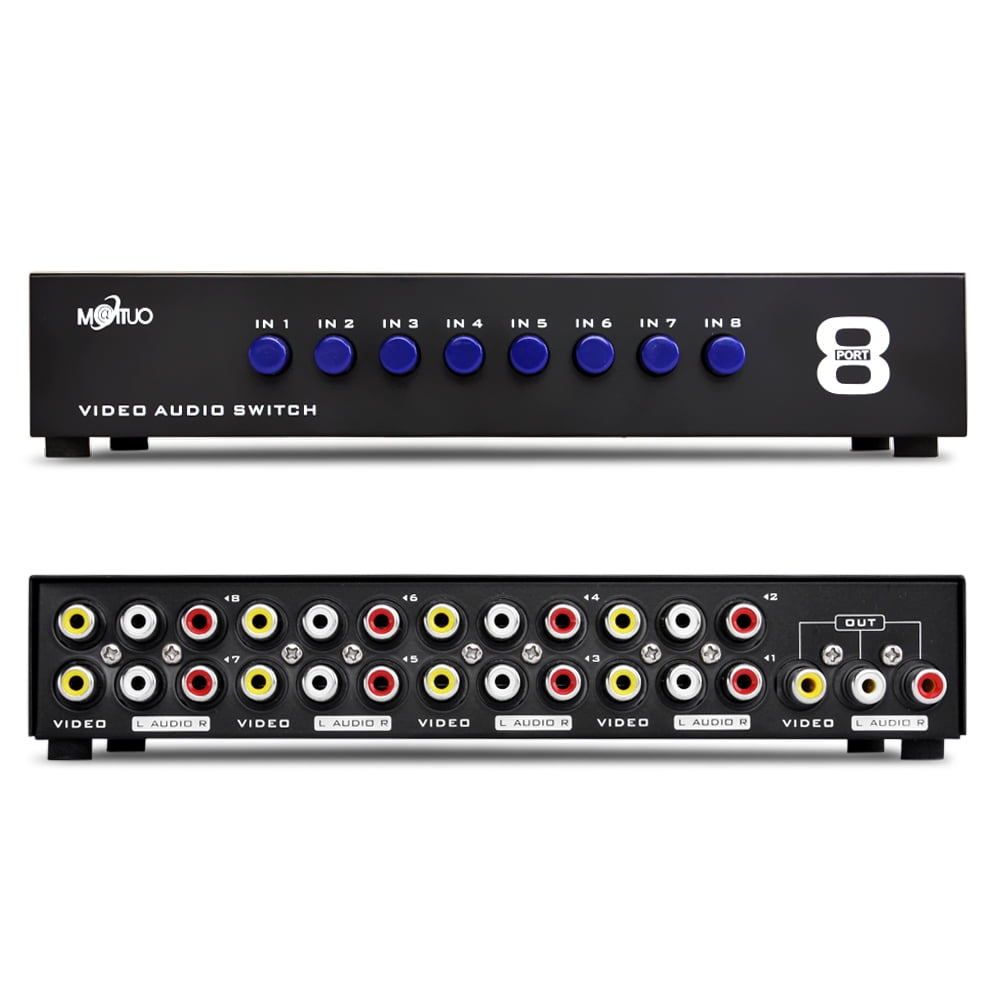 AV Switch Box Switcher Selector (8 Input 1 Output) - 8 Way Port Stereo ...