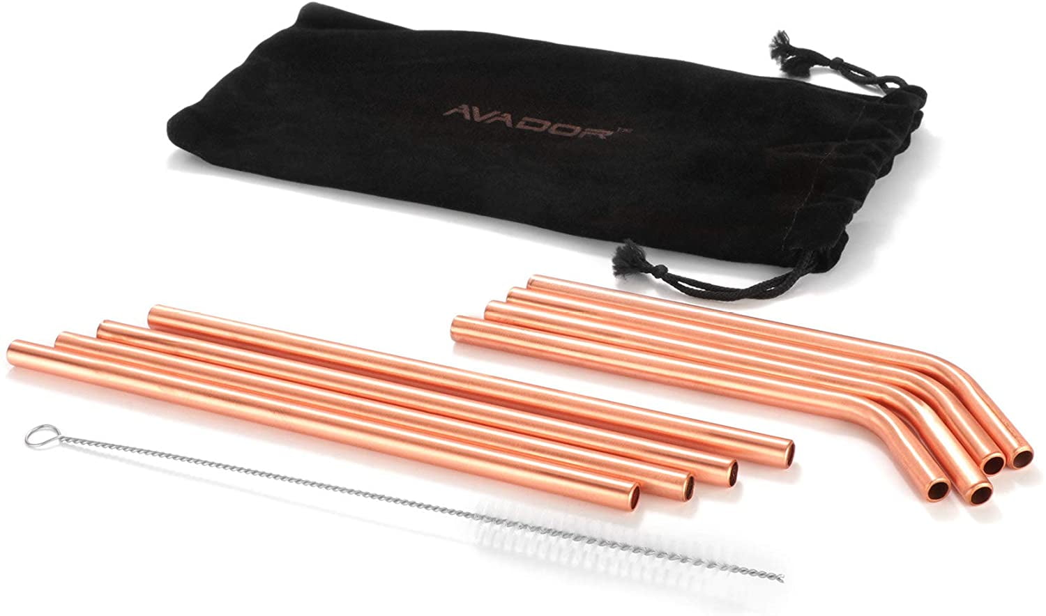 AVADOR Handcrafted Accessories Set of 8 100% Pure Copper Reusable ...