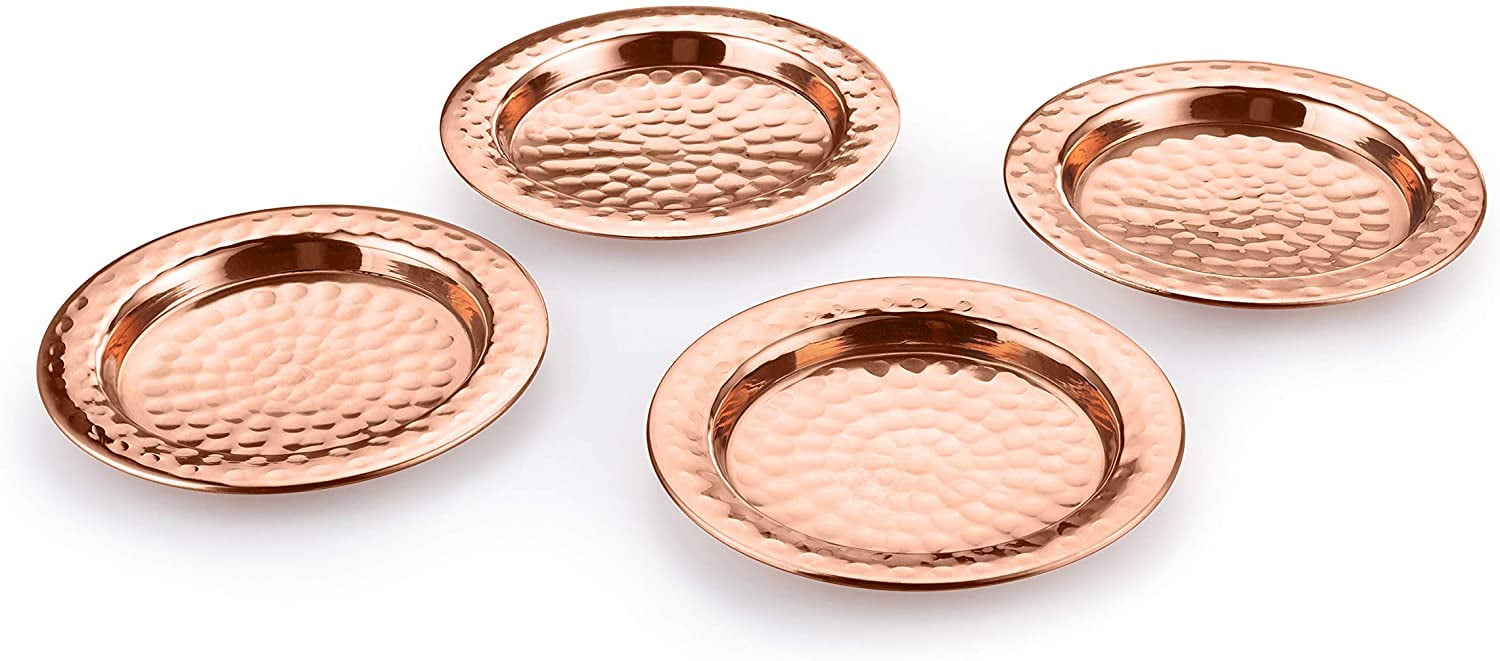 AVADOR Handcrafted Accessories Set of 4 100% Pure Copper Coasters with ...