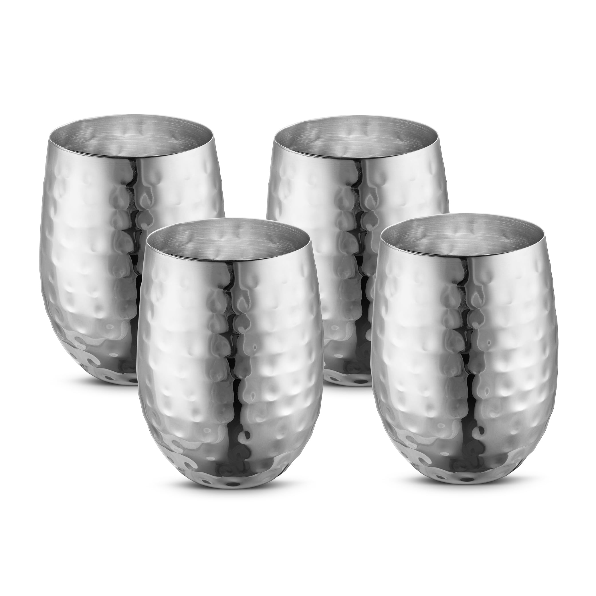 AVADOR Handcrafted Set of 4 Stainless Steel Shatterproof Glass ...