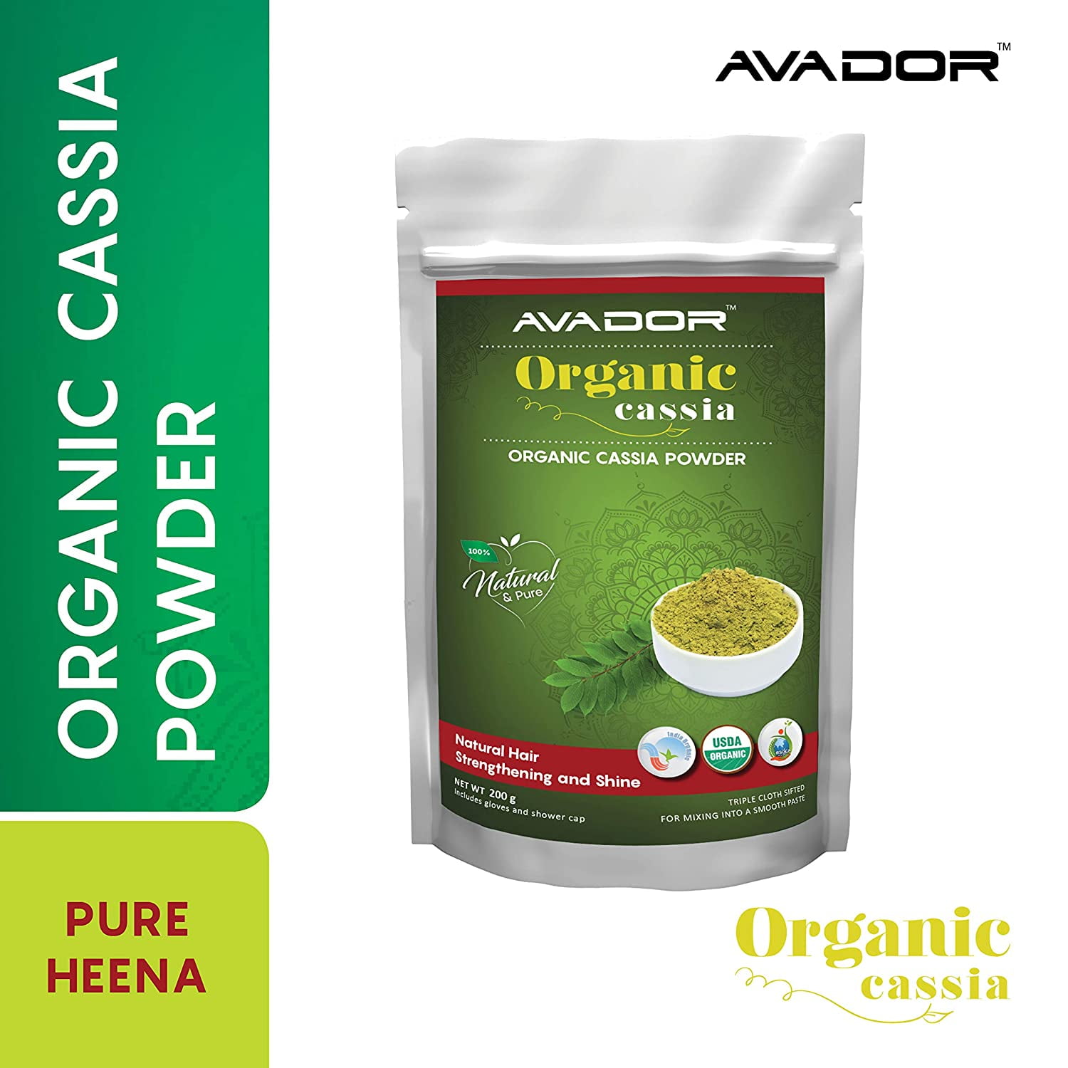 AVADOR Organic's Natural Organic Cassia Powder (CASSIA OBOVATA) Hair ...