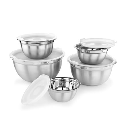 AVADOR Premium Stainless Steel Mixing Bowls, Set of 5 Brushed Stainless ...