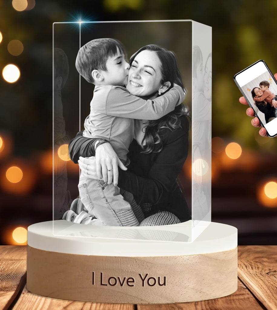 AVAGifts Personalized 3D Engraved Crystal Photo, Custom 3D Photo ...
