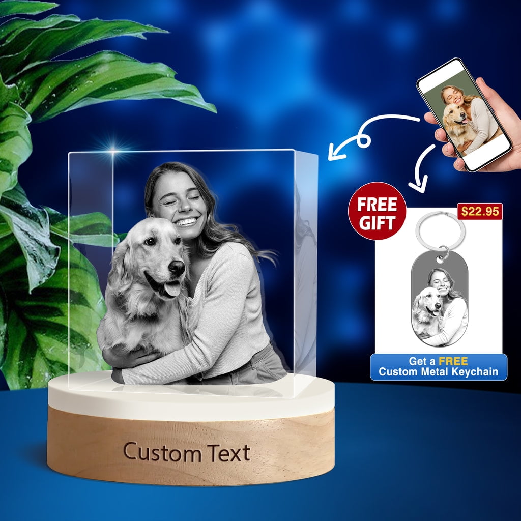 AVAGifts Personalized 3D Engraved Crystal Photo, Custom 3D Photo ...