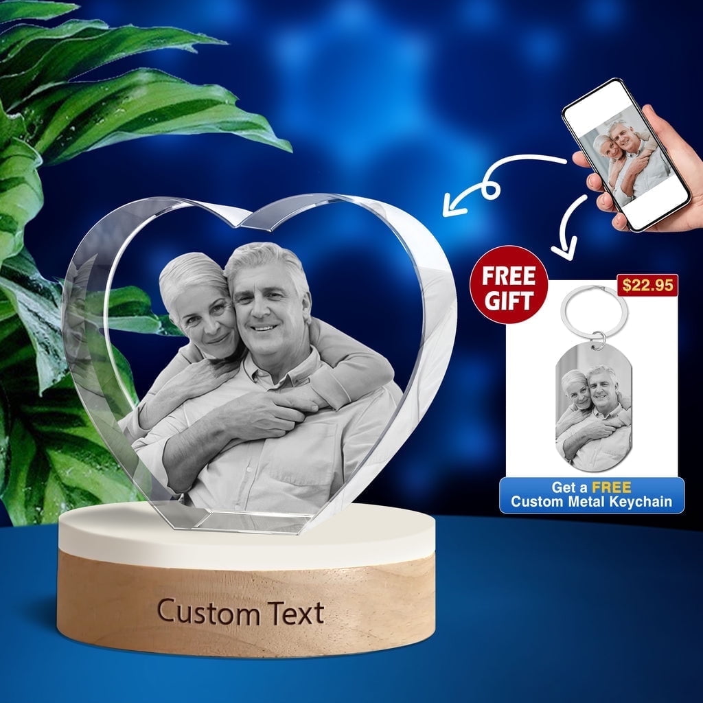 AVAGifts Personalized 3D Engraved Crystal Photo, Custom 3D Photo ...