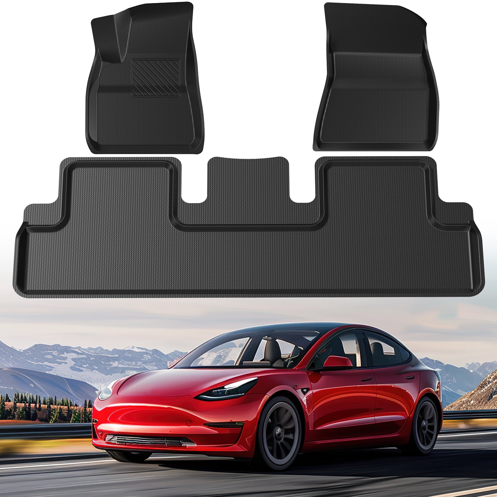 AVAPOW Anti-Slip Waterproof Floor Mats for Tesla Model 3 2021-2023, All ...
