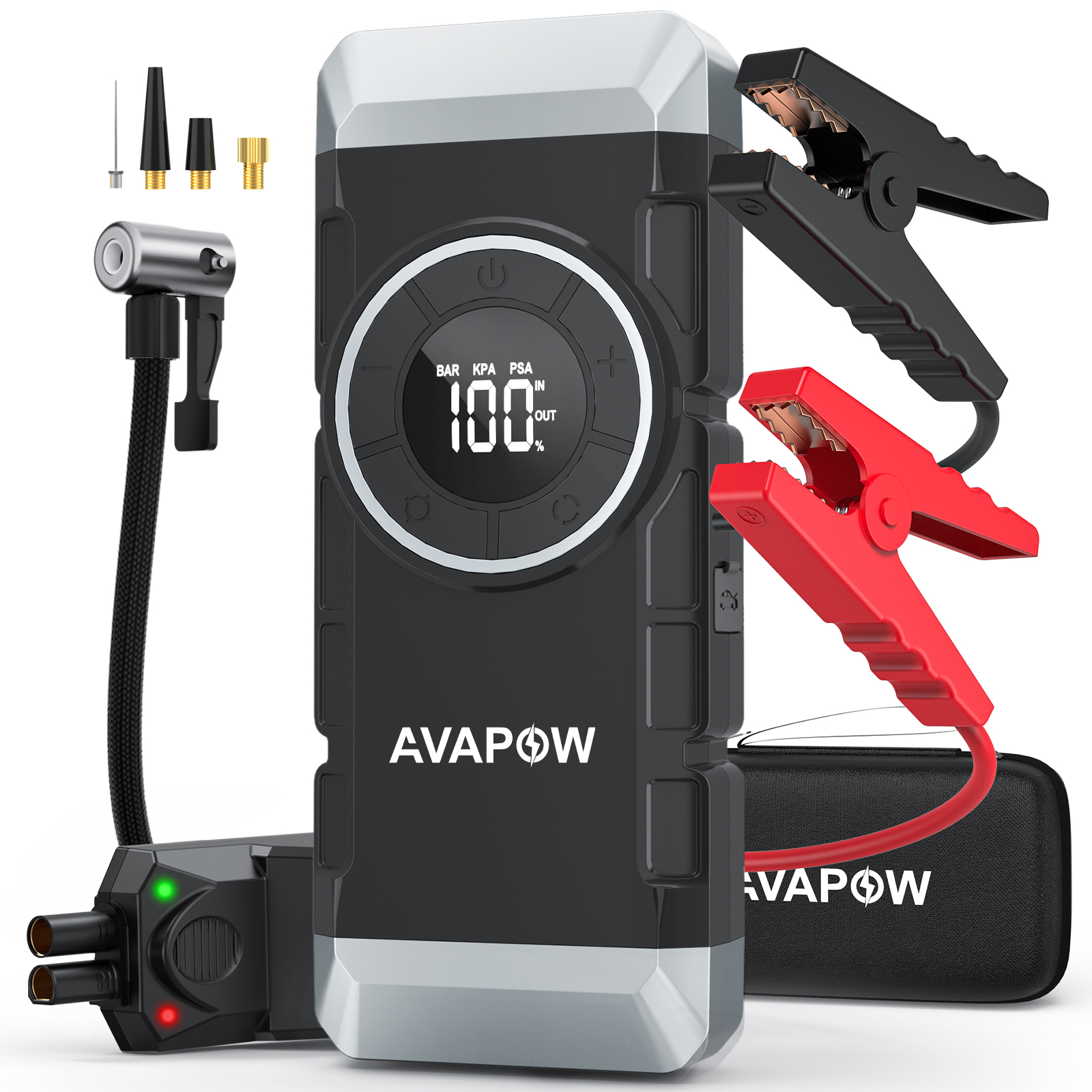 AVAPOW Jump Starter with Air Compressor, 2000A Battery Jump Starter (up ...