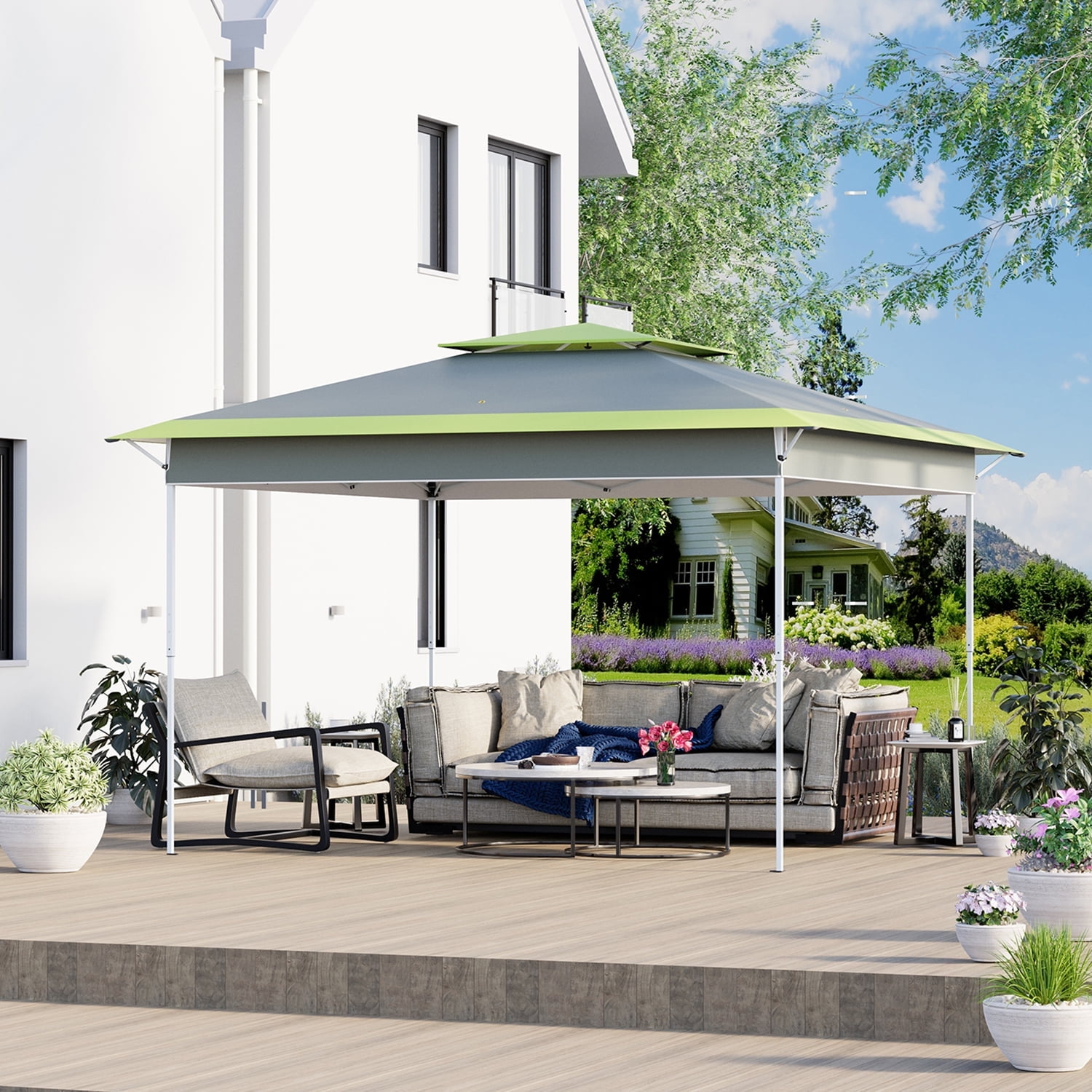 AVAWING 11x11 ft Outdoor Pop-up Canopy, Party Tent, Patio Wedding Tent ...
