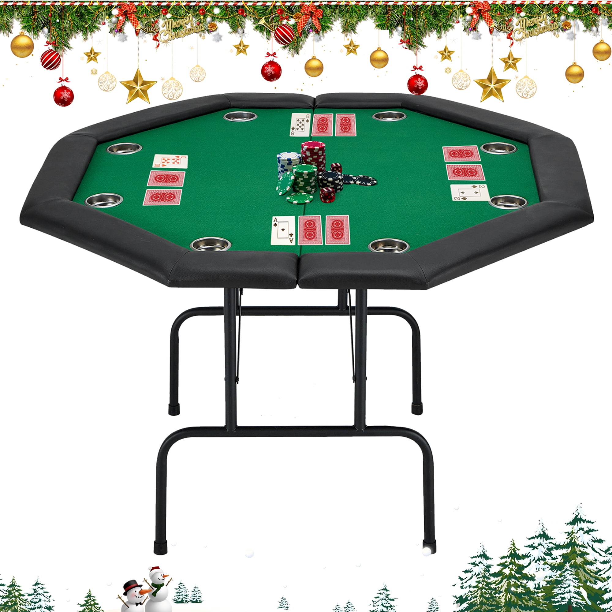 AVAWING 29" Game Poker Table w/Stainless Steel Cup Holder, Green ...