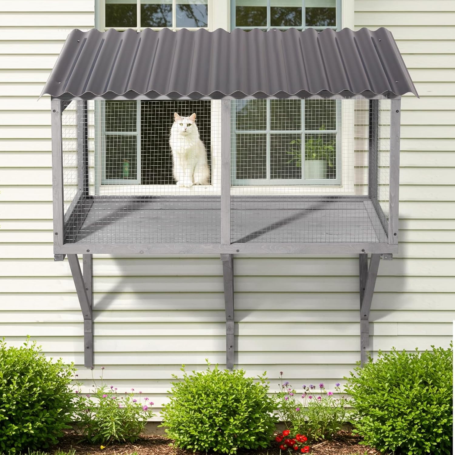AVAWING Cat Wall-Mounted Window Enclosure for Indoor Cats, Expandable ...
