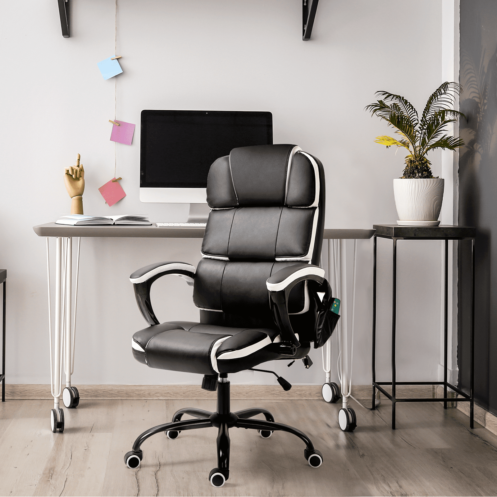 AVAWING High Back Adjustable Home Office Desk Chair, Heated Massage ...