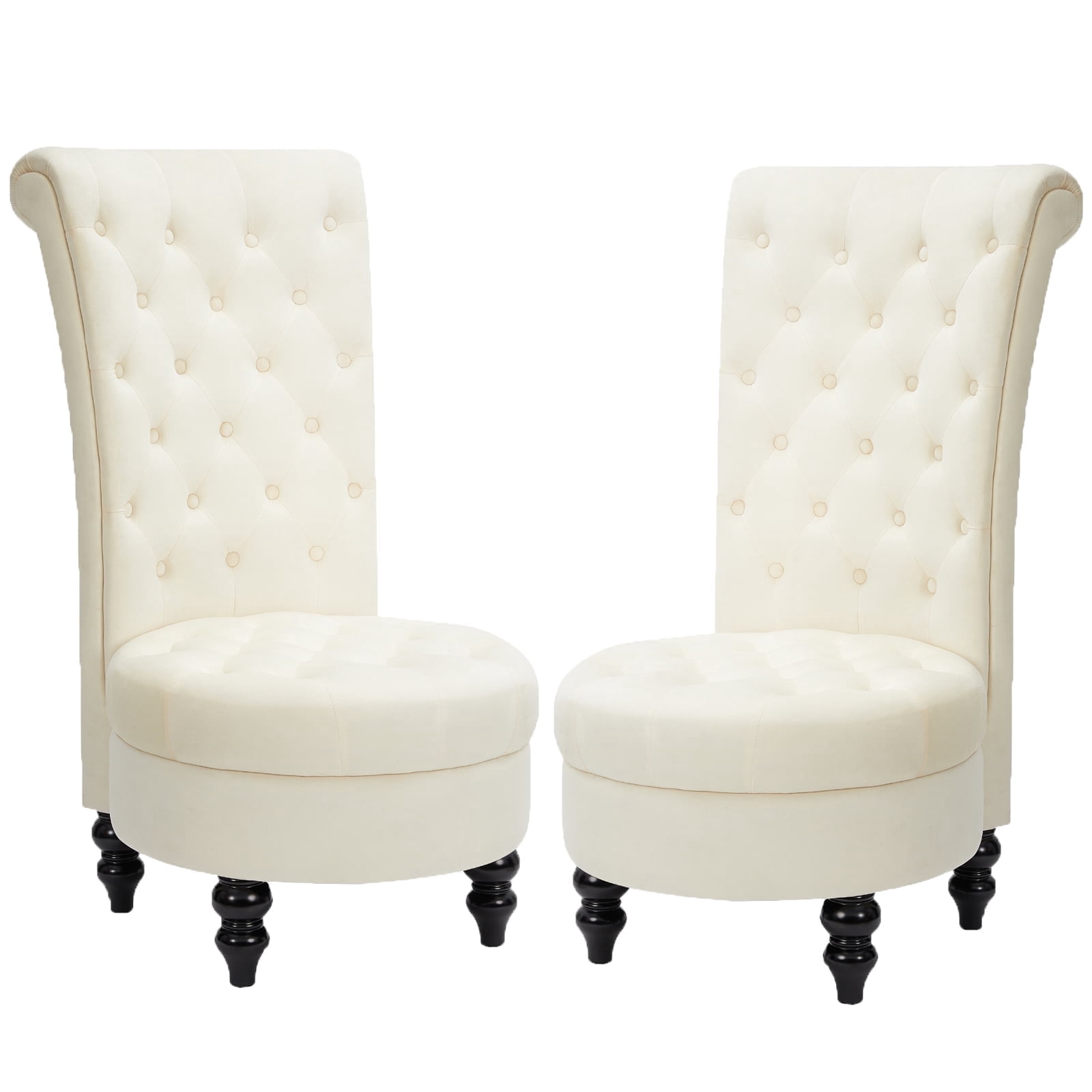 AVAWING High Back Throne Royal Chair Set of 2, Upholstered Teddy Velvet ...