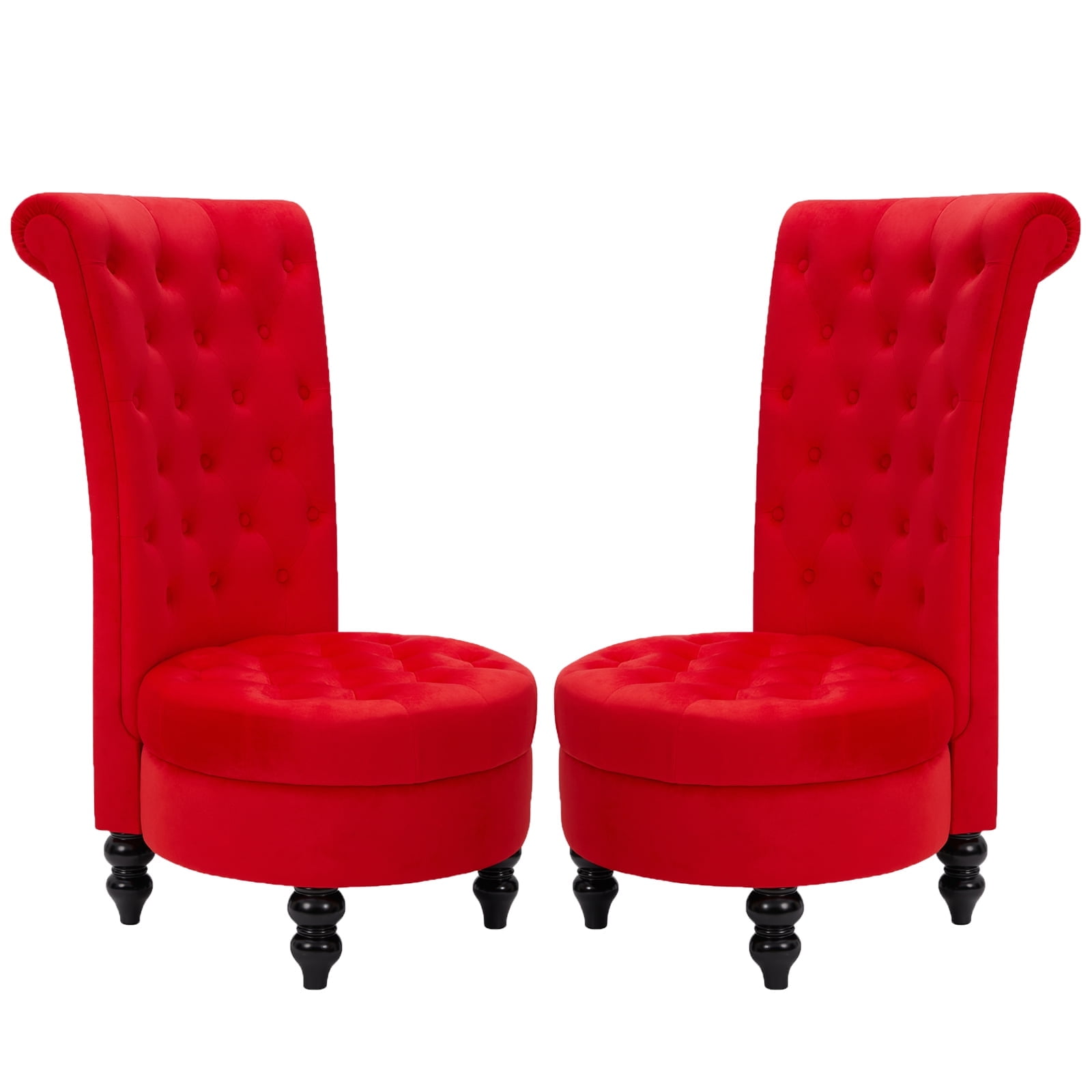 AVAWING High Back Throne Royal Chair Set of 2, Upholstered Velvet ...