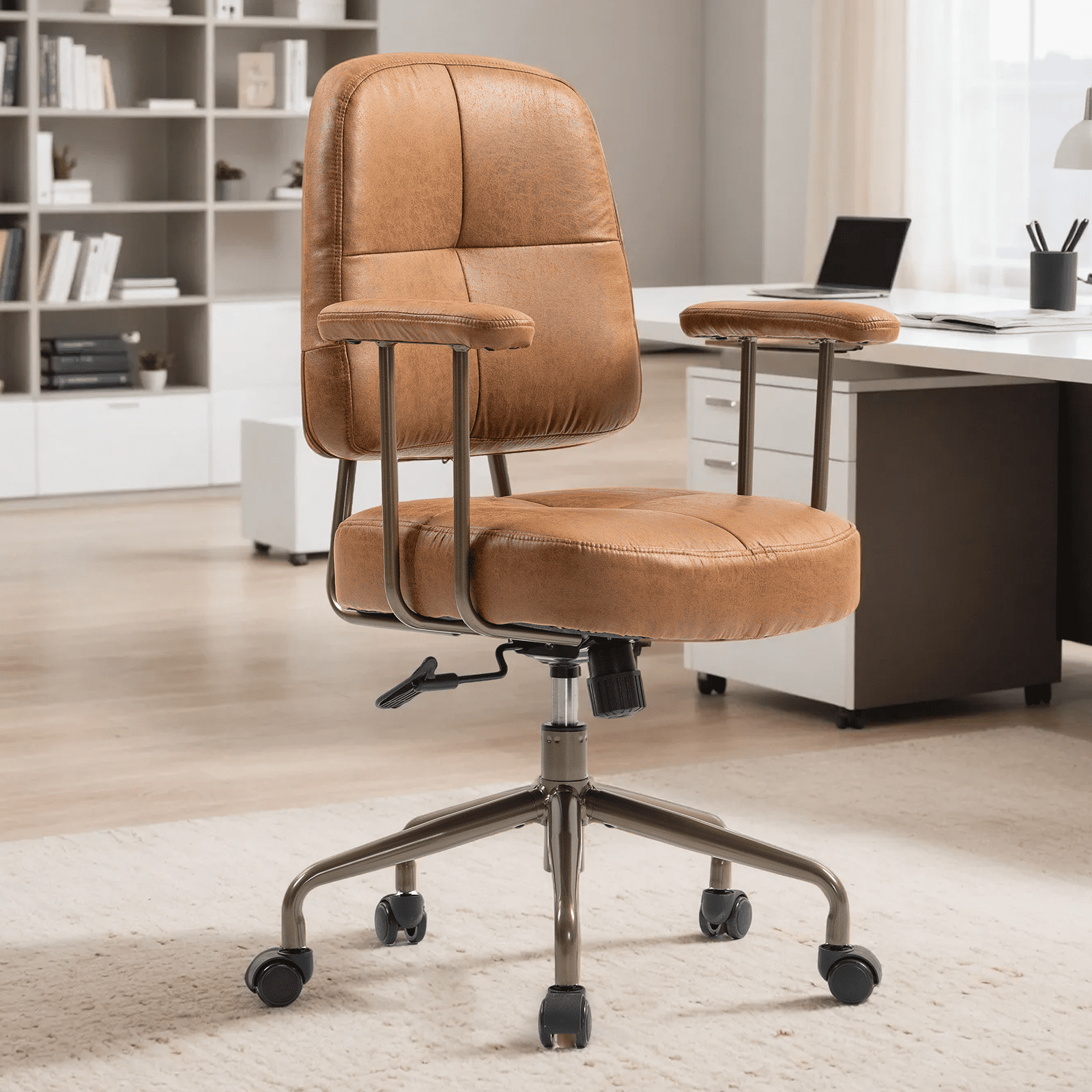 AVAWING Mid Century Modern Fabric Office Chair, Upholstered Desk Chair ...