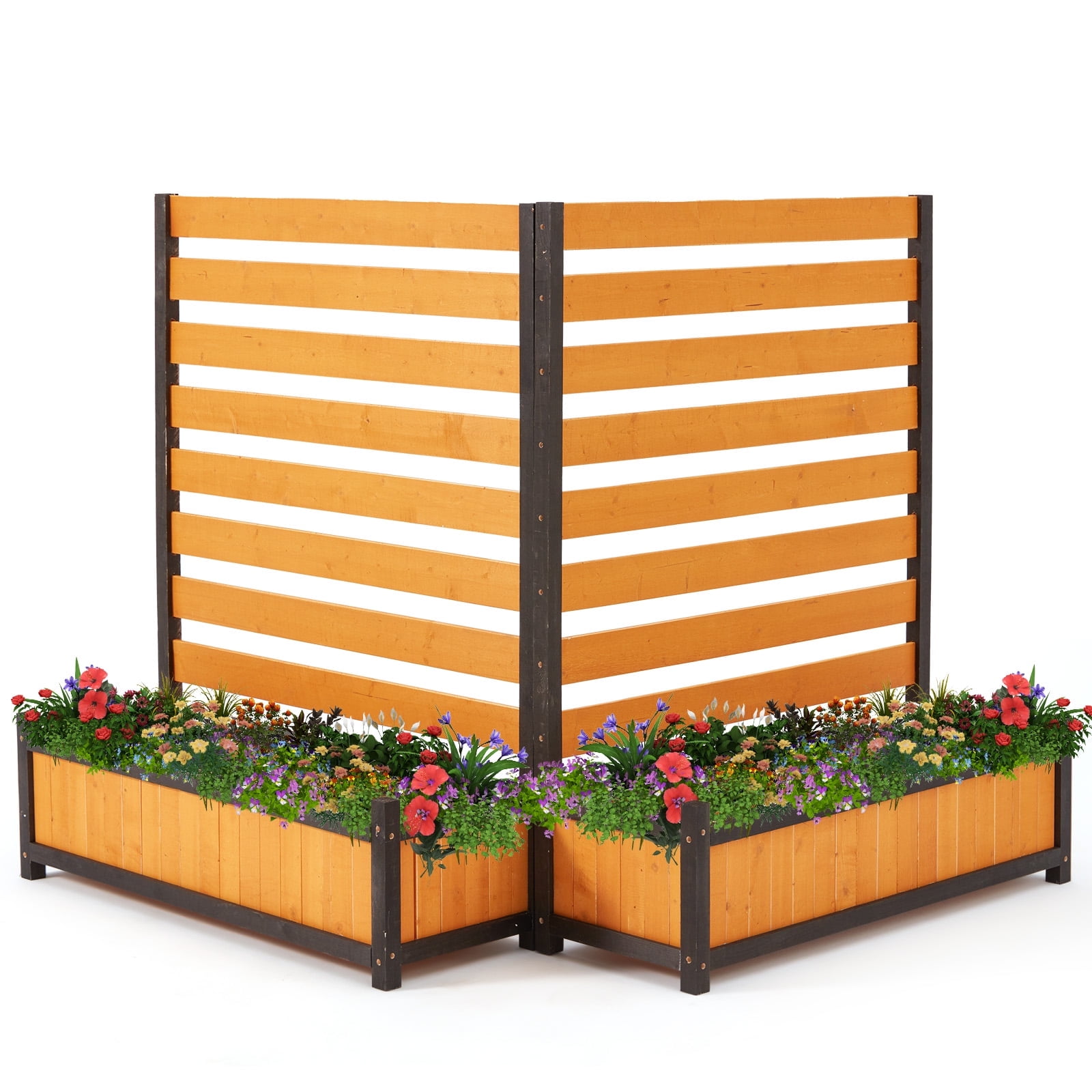 AVAWING No-Dig AC Unit Privacy Fence 2 Panels with Planter Box, 36" W x ...