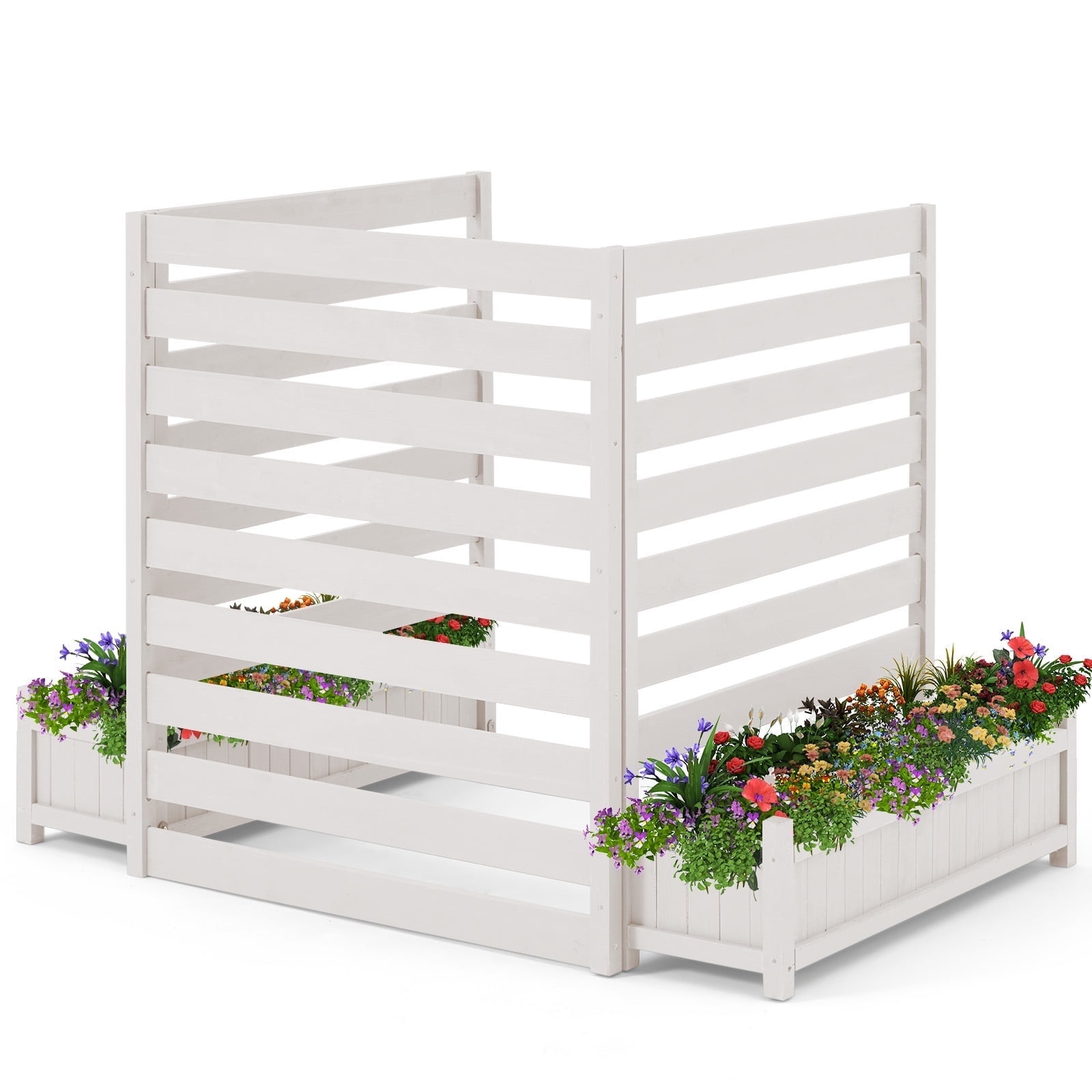 AVAWING No-Dig AC Unit Privacy Fence 3 Panels with Planter Box, 33" W x ...