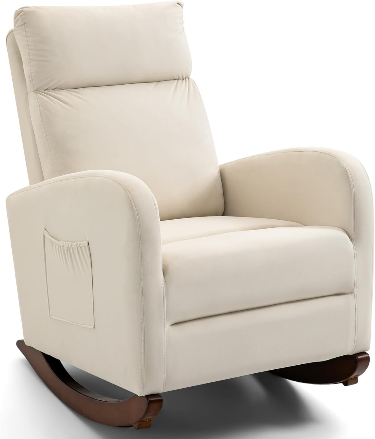 AVAWING Nursery Rocking Chair, Upholstered Glider Chair with Solid Wood ...