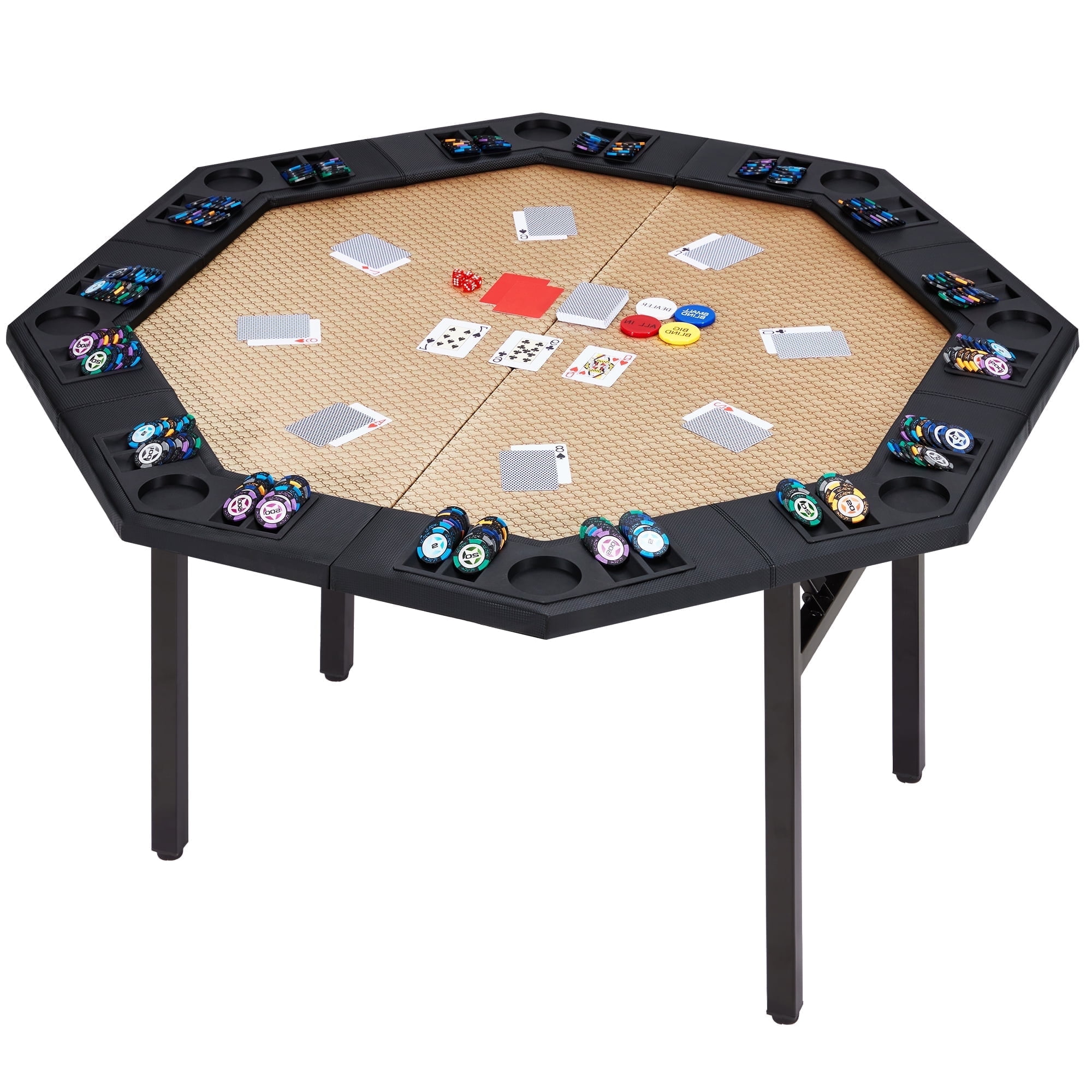 AVAWING Octagon Poker Table Foldable, 8 Players Texas Holdem Game Table ...