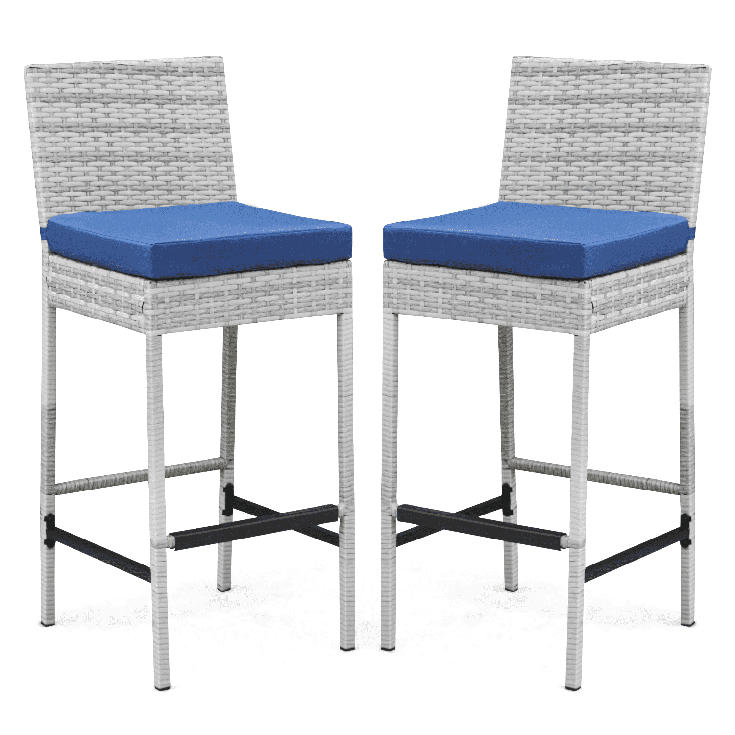 AVAWING Outdoor Bar Stools Set of 2, Wicker Woven Patio Stools & Patio ...
