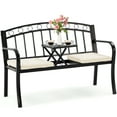 AVAWING Outdoor Patio Garden Bench, Heavy Duty Steel Double Seat for ...