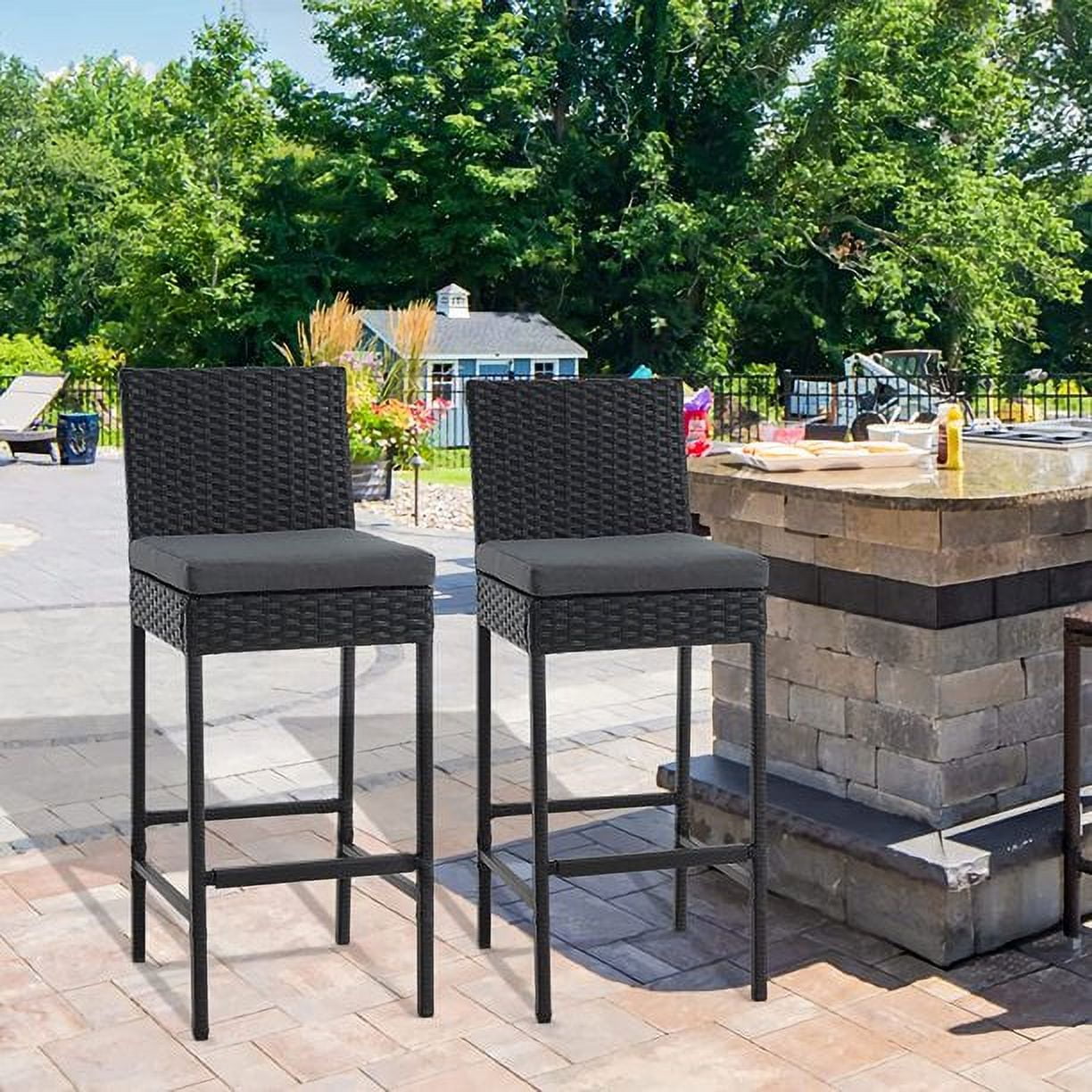 AVAWING Outdoor Patio Bar Stools, High Aluminum Wicker Rattan Chairs ...