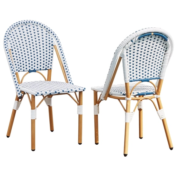 AVAWING Patio Wicker Dining Chairs Set of 2, All-Weather Woven Rattan ...